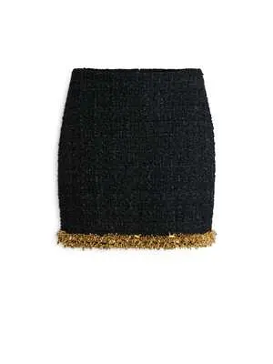 Balmain Short Tweed Skirt With Embroidered Trim