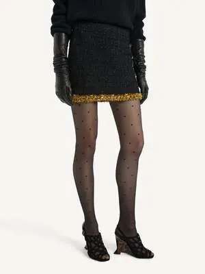 Balmain Embroidered Trim Tweed Mini Skirt