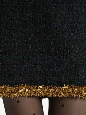 Balmain Embroidered Trim Tweed Mini Skirt
