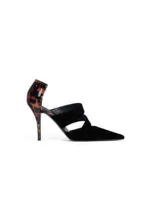 Balmain Velvet And Printed Patent Leather Pumps - Black