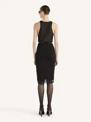 Balmain Knit Midi Skirt With Lace Trim