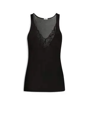 Balmain Knit Vest Top With Lace - Black