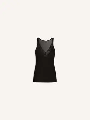 Balmain Knit Vest Top With Lace Trim
