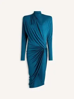 Balmain Draped Flowing Jersey Dress - Blue