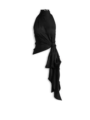 Balmain Open-back Silk Chiffon Top - Black