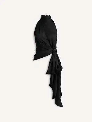 Balmain Open-back Silk Chiffon Top - Black