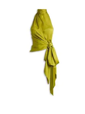 Balmain Open-back Silk Chiffon Top - Green