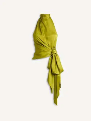 Balmain Open-back Silk Chiffon Top - Green