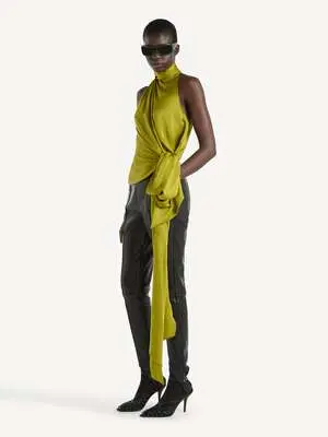 Balmain Open-back Silk Chiffon Top - Green