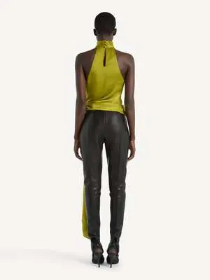Balmain Open-back Silk Chiffon Top - Green