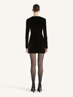 Balmain Velvet Dress With Embroidered Trim