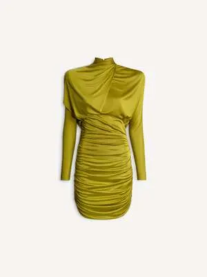 Balmain Draped Flowing Jersey Dress - Green