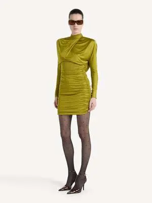 Balmain Draped Flowing Jersey Dress - Green