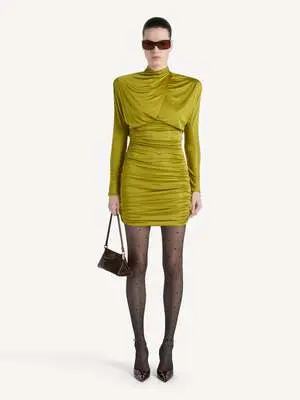 Balmain Draped Flowing Jersey Dress - Green