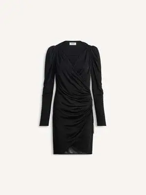 Balmain Draped Flowing Jersey Dress - Black