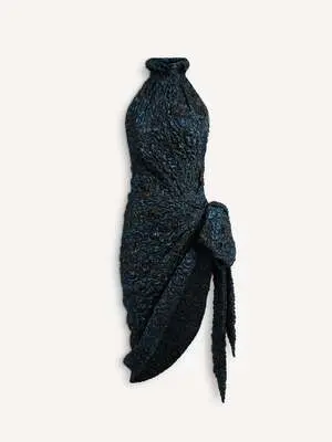 Balmain Draped Cloqué Jacquard Midi Dress