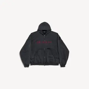 Balenciaga Dirac Equation Pulled Large Fit Zip-up Hoodie - Black
