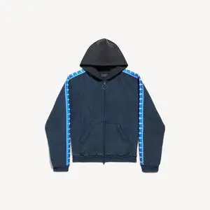 Balenciaga Stripe Patched Hood Zip-up Hoodie