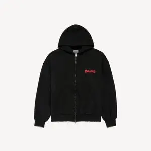 Balenciaga Salon De Couture Regular Fit Zip-up Hoodie - Black