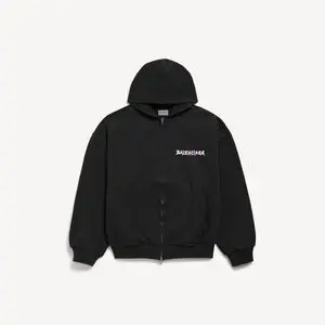 Balenciaga Diy Back Regular Fit Zip-up Hoodie - Black