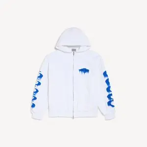 Balenciaga Wet Brush Regular Fit Zip-up Hoodie - White