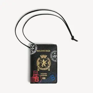 Balenciaga Passport Card Holder Charm - Black