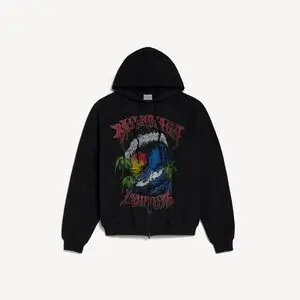 Balenciaga Vintage Surfer Zip-up Hoodie - Black