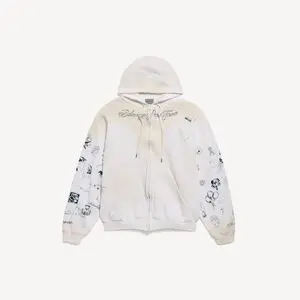 Balenciaga Classic Ink Zip-up Hoodie - White