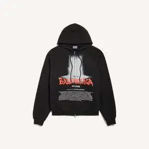Balenciaga The Door Oversized Zip-up Hoodie - Black