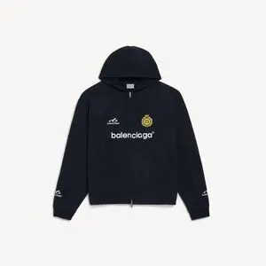 Balenciaga Soccer Oversized Zip-up Hoodie - Black
