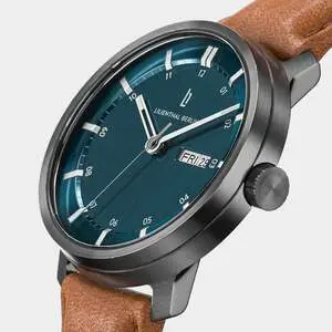 Lilienthal Berlin Neolux Day Date Dark Silver Leather Light Brown