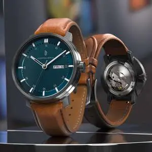 Lilienthal Berlin Neolux Day Date Dark Silver Leather Light Brown