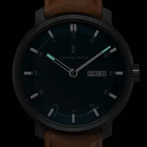 Lilienthal Berlin Neolux Day Date Dark Silver Leather Light Brown