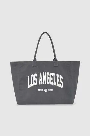 ANINE BING Leo Canvas Tote Los Angeles University - Washed Grey