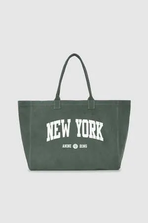 ANINE BING Leo Canvas Tote New York University - Cilantro