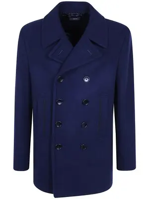 TOM FORD Coat Soft Felt Peacoat - Blue