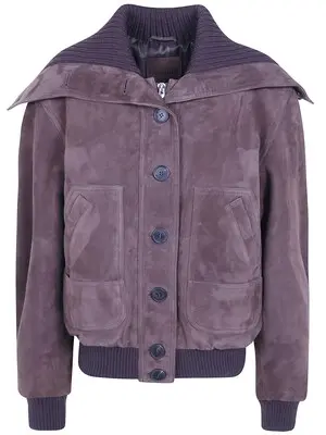 Attico Suede Hooded Bomber Jacket