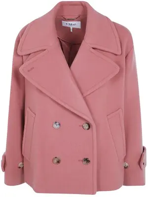 Chloé Coat Military Split "turtle Neck - Pink