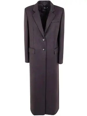DRHOPE Single Breasted Long Coat - Brown