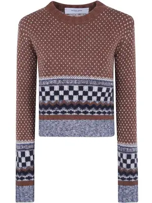 GOLDEN GOOSE Sweater Geometric Jacquard "journey - Brown
