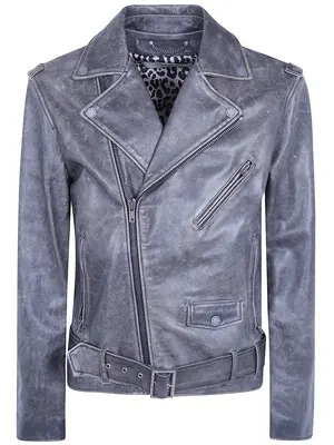 GOLDEN GOOSE Jacket Distressed Bull Leather "golden M`s Chiodo