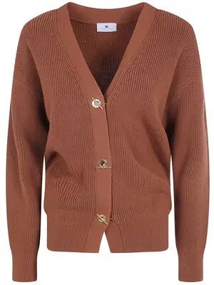 Elisabetta Franchi Sweater Button Detail "tricot Cardigan - Brown