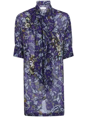 Dries Van Noten Multicolor Printed Viscose Shirt With Embellishment