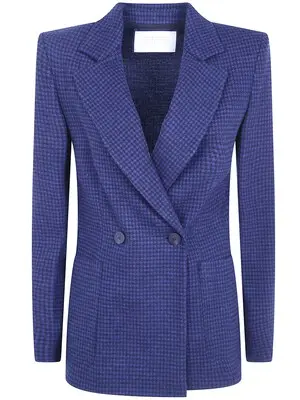 Harris Wharf London Blazer Double Breasted "patterned Moleskin - Blue