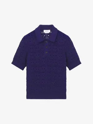 Alexander McQueen Skull Crochet Polo Shirt - Navy