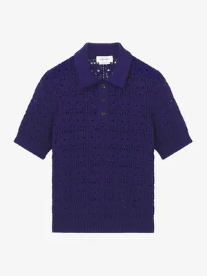 Alexander McQueen Skull Crochet Polo Shirt - Navy