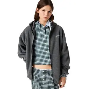 Miu Miu Fleece Zippered Hoodie Jacket