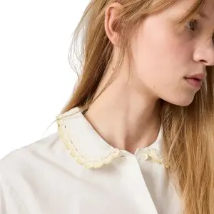 Miu Miu Embroidered Slub Poplin Shirt