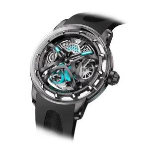 TSAR BOMBA Automatic Mechanical Watch With Skeleton Dial And Fluoroelastomer Strap - Black