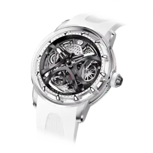 TSAR BOMBA Automatic Mechanical Watch With Skeleton Dial And Fluoroelastomer Strap - White